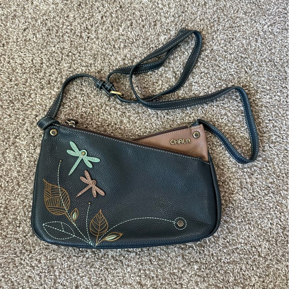 Chala | Bags | Chala Black And Brown Crossbody Bag With Embroidered ...